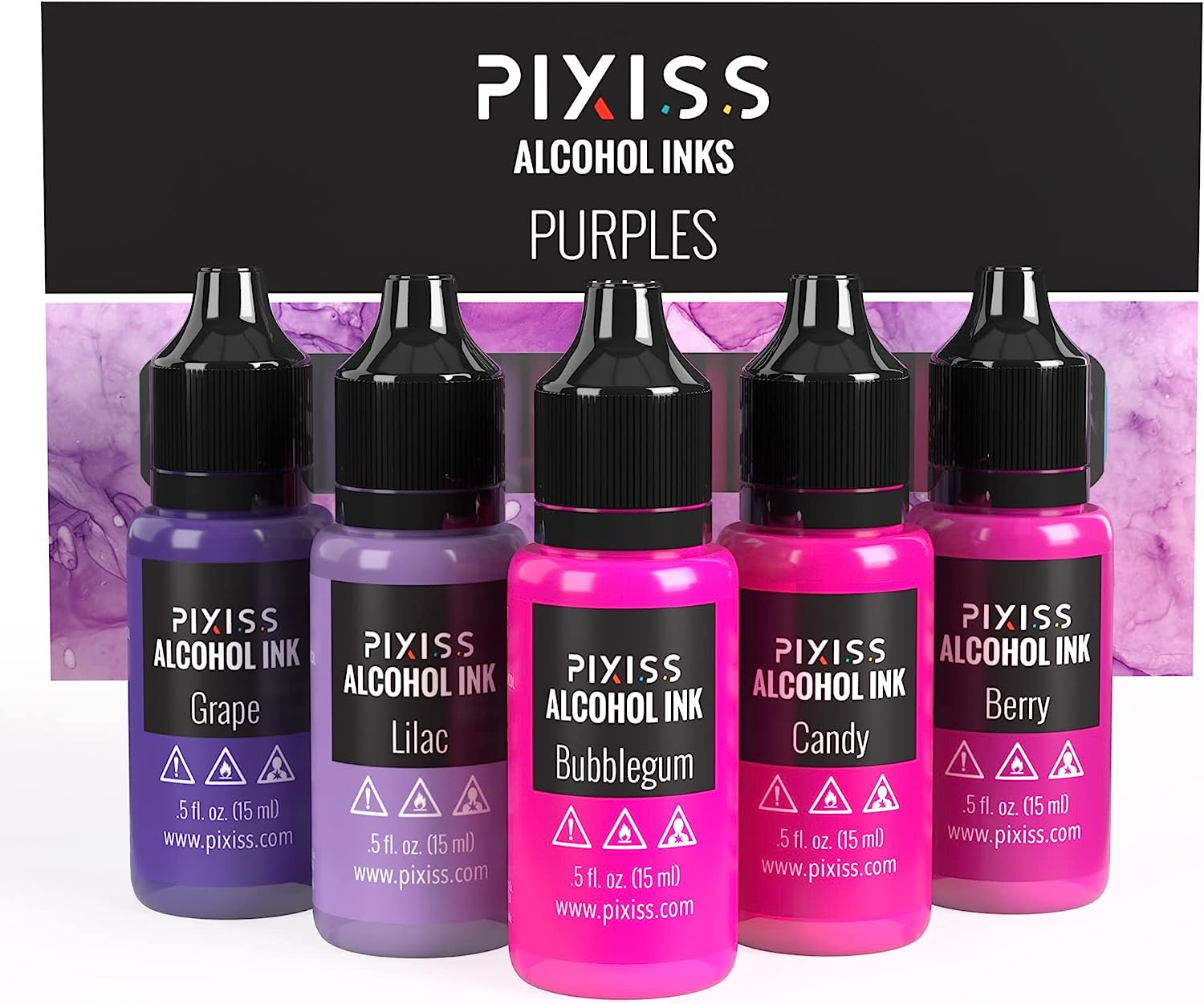 PIXISS Alcohol Ink Set of 5 - Brilliant Purple Hues – Pixiss