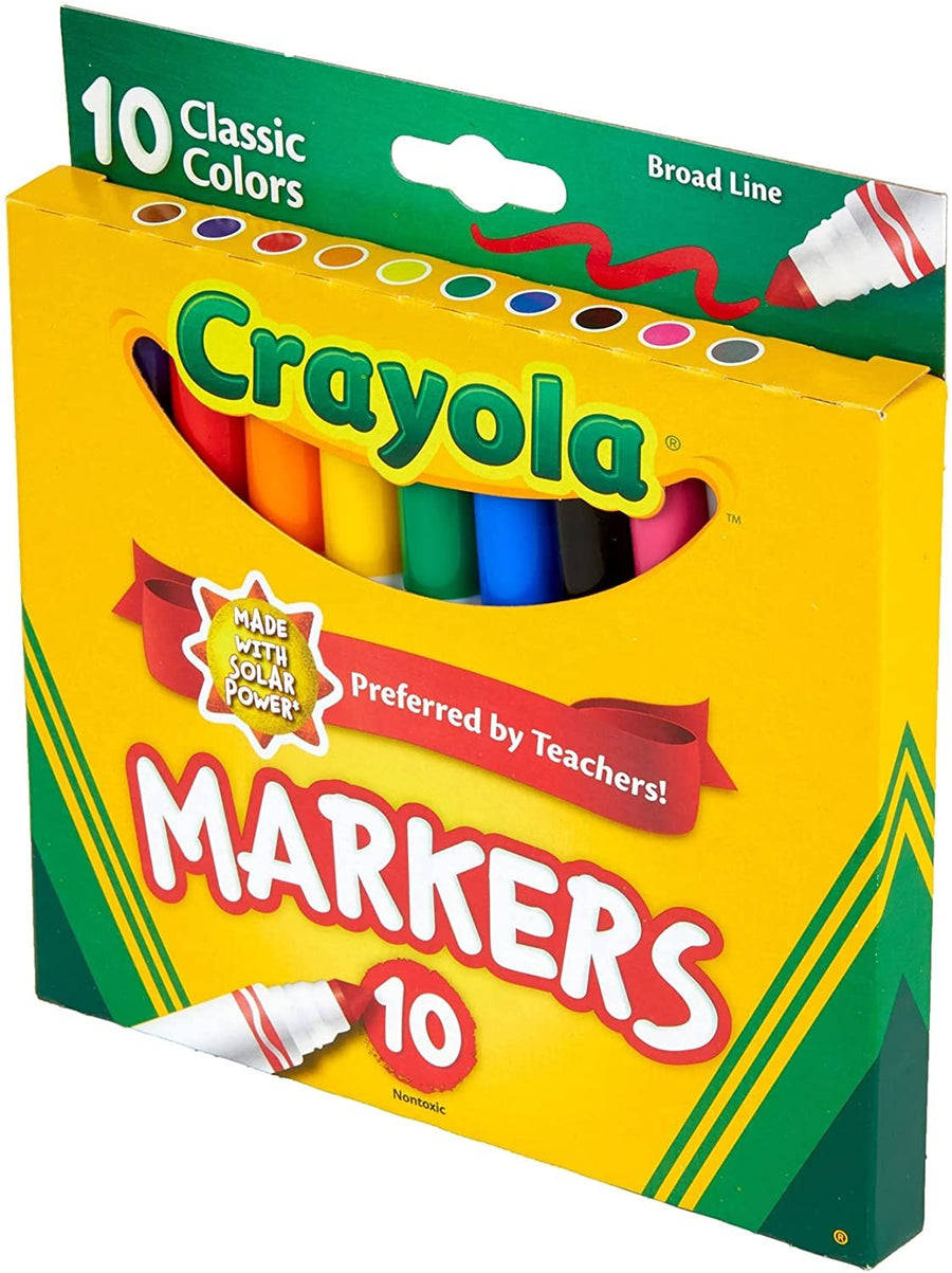 Crayola Broad Line Markers, Classic Colors 10 Each – Pixiss