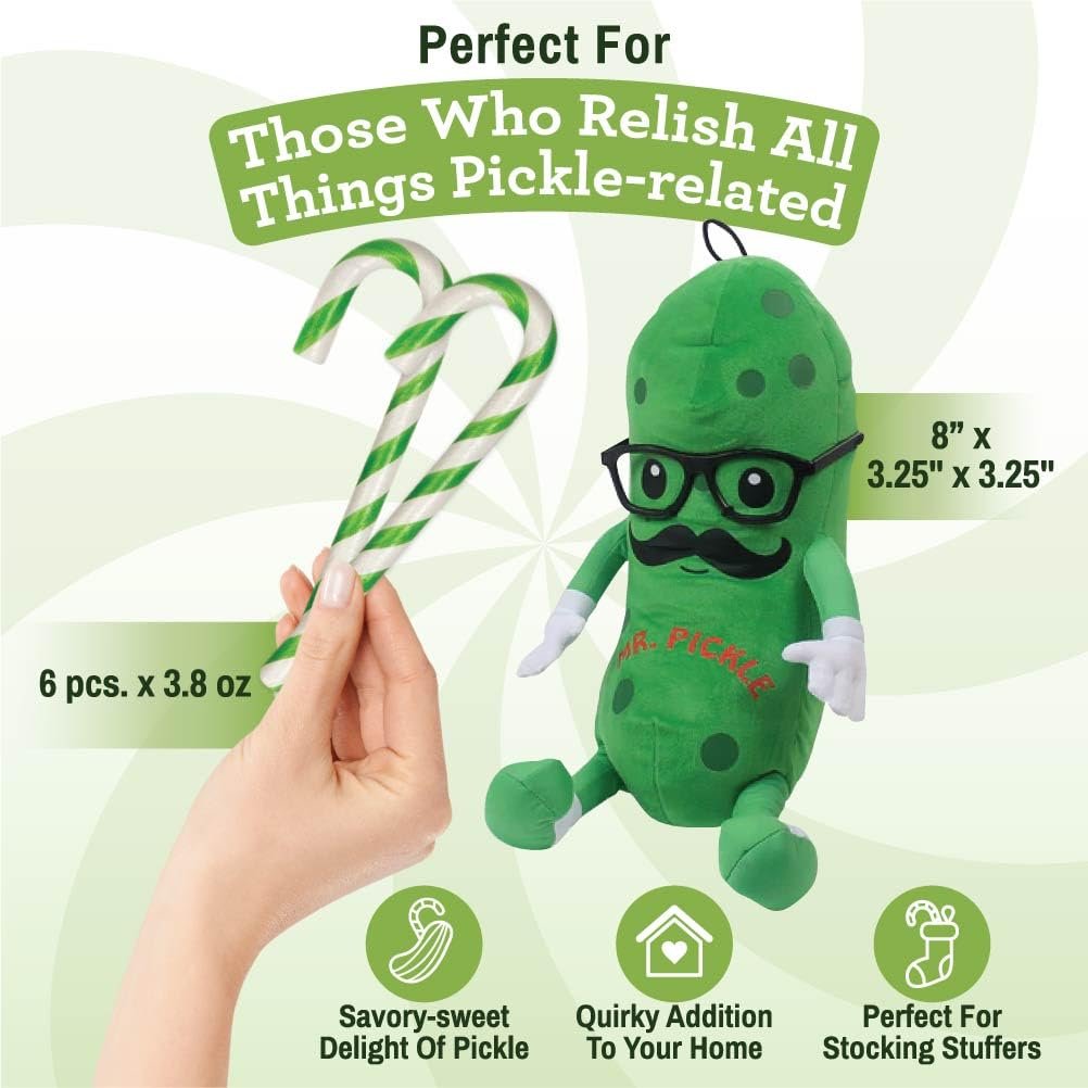 Pickle Flavored Candy Canes and Fiesta Toys' Mr. Pickle Stuffed Animal ...