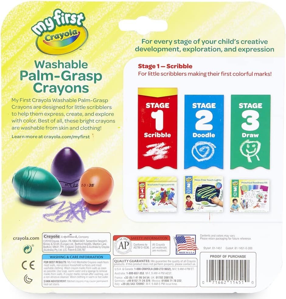 Crayola My First Palm Grip Crayons, Toddler, Coloring Gift, 6 Count, A ...