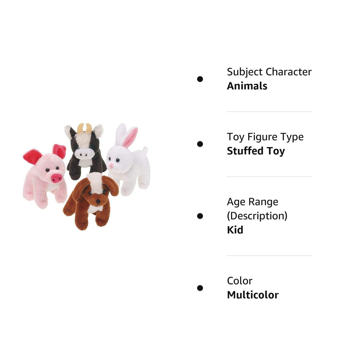 U. S. Toy Plush Furry Farm Animals, Multicolor, 12 Each Set – Pixiss