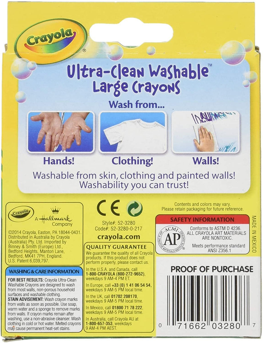 Crayola Washable Crayons, Large, 8 Colors/Box (52-3280) (4 Pack) – Pixiss