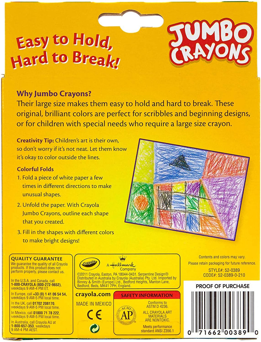 Crayola Jumbo Crayons, 8 Toddler Crayons, Assorted Colors – Pixiss